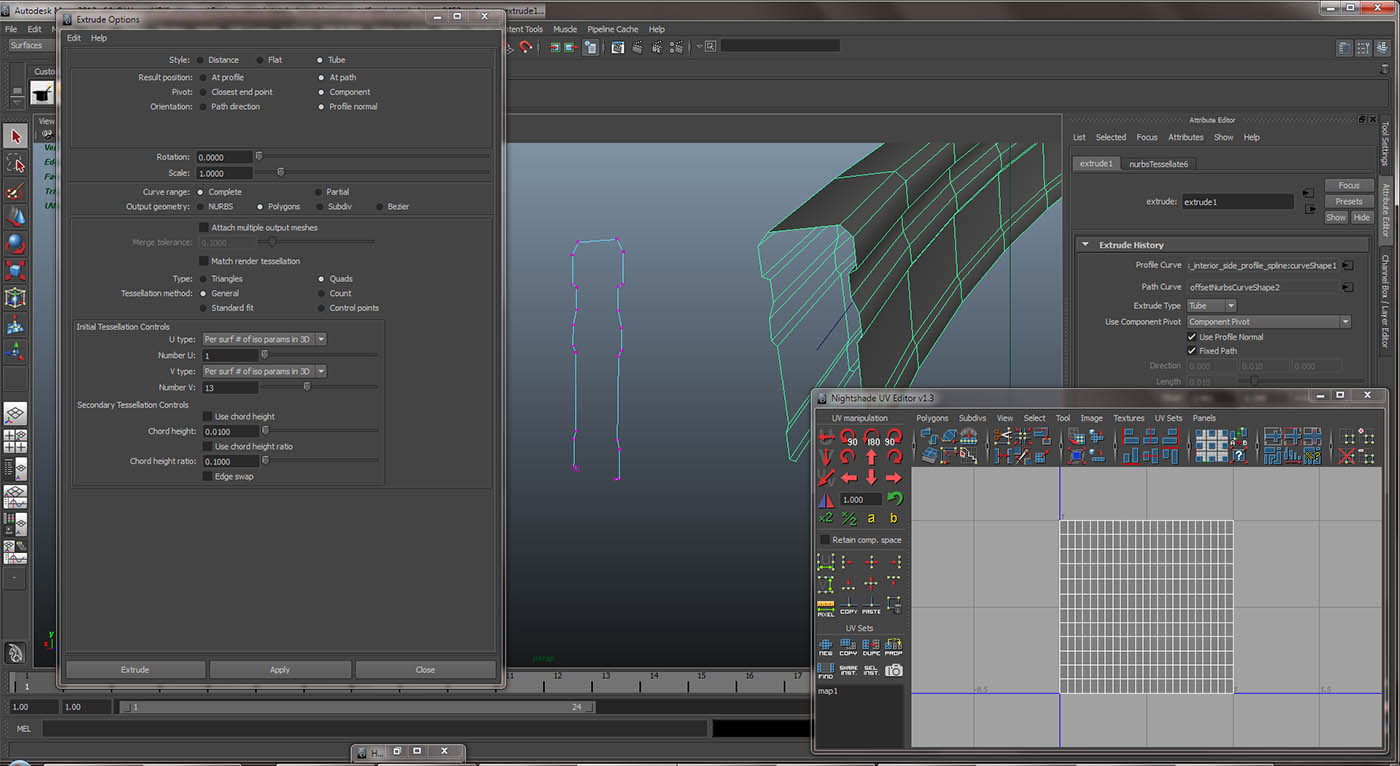 Maya Extrude Spline UV Mapping Problem Polycount