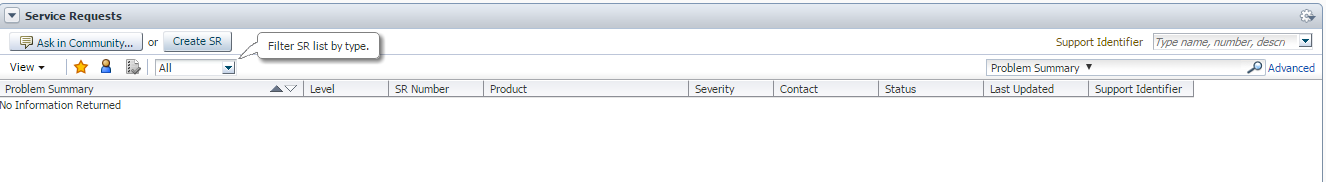 Unable To View My SRs In Service Request Tab Oracle Mosc