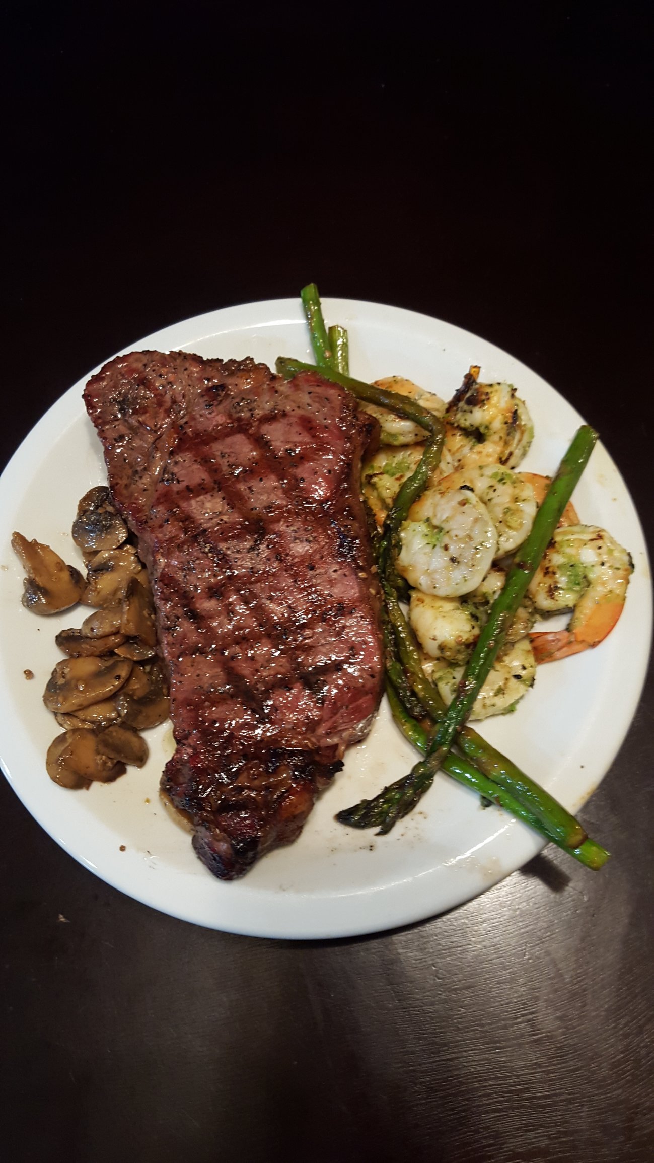 Green lightning shrimp and NY strip — Big Green Egg Forum