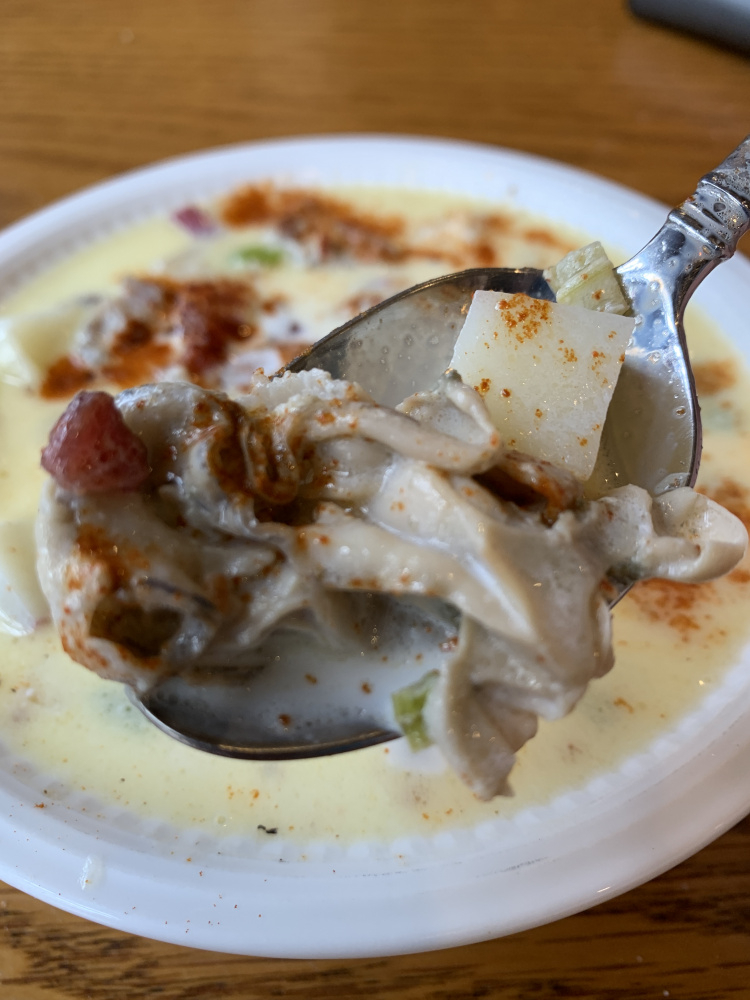 Two firsts for me: seafood chowder and tri-tip. — Big Green Egg Forum