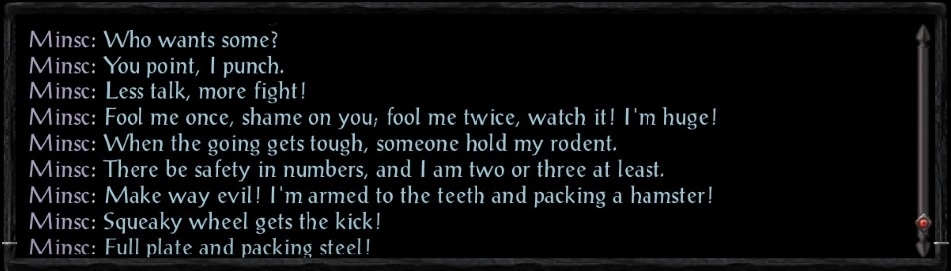 The lack of comical "Minsc-Quotes". — Beamdog Forums