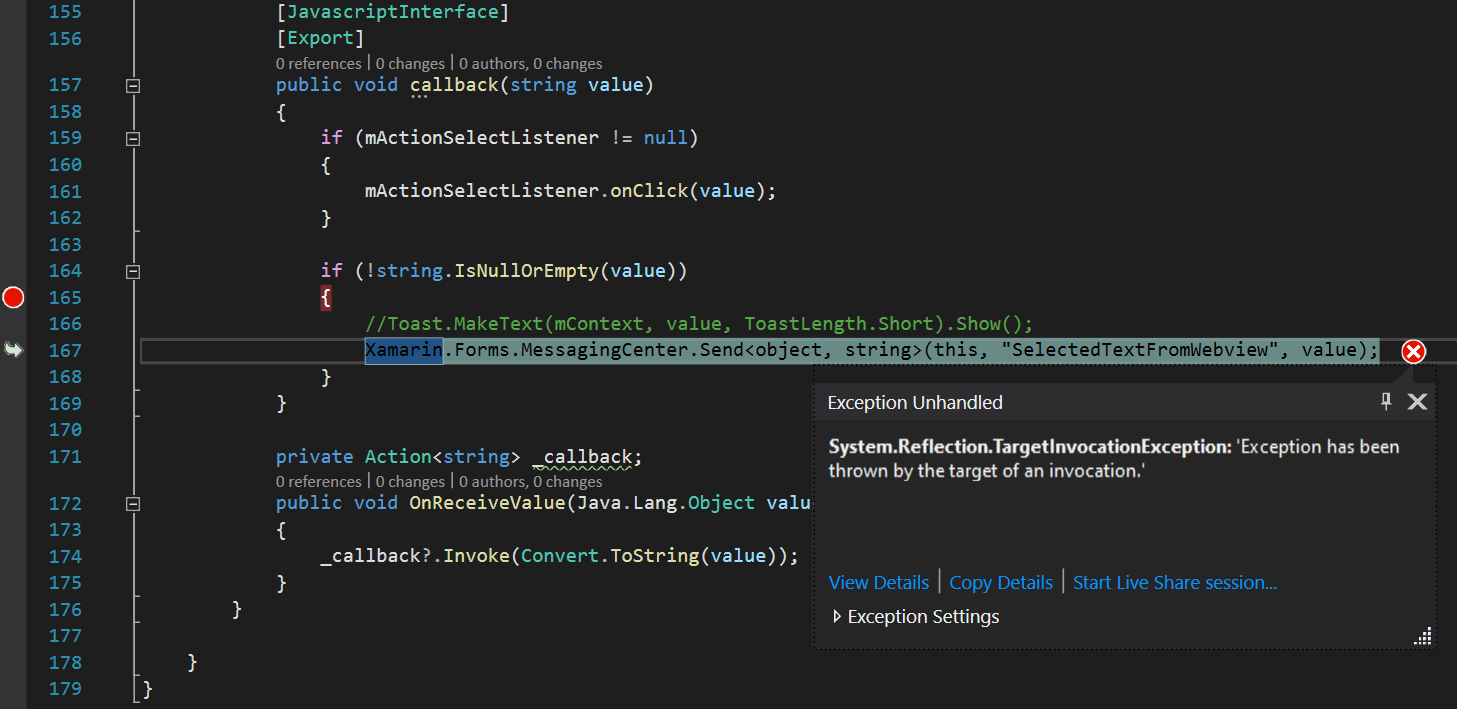 About Message Center Send Exception — Xamarin Community Forums