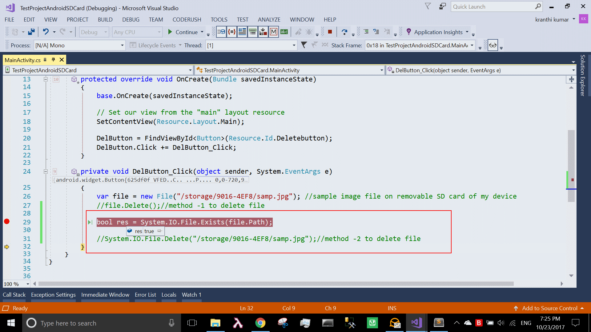 unable to delete file on SD card — Xamarin Community Forums