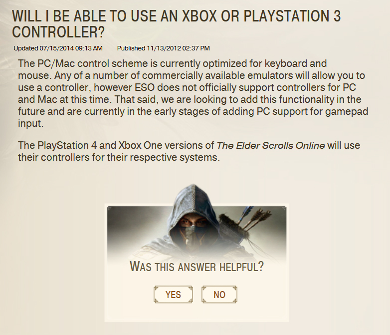 Controller Support — Elder Scrolls Online