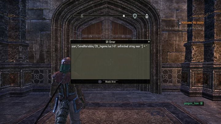 UI Error — Elder Scrolls Online