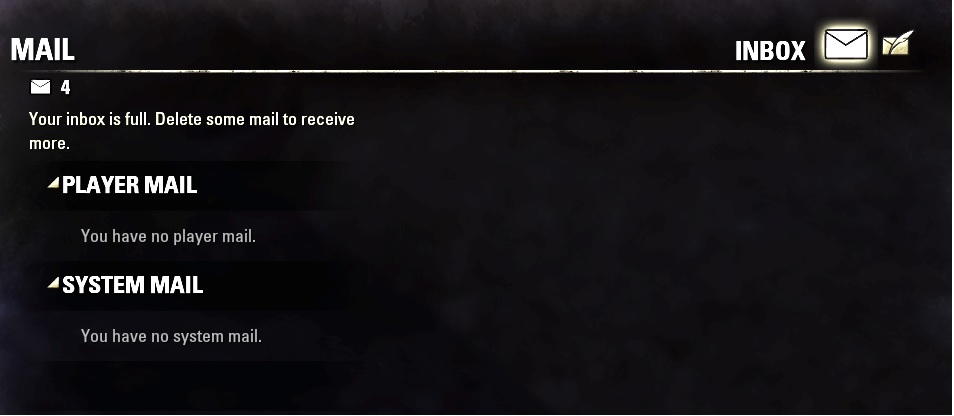 "your inbox is full" -- But inbox is empty — Elder Scrolls Online
