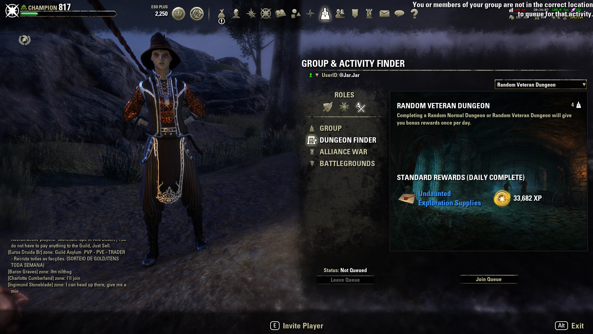 Cannot queue for group dungeon from Firemoth Island — Elder Scrolls Online