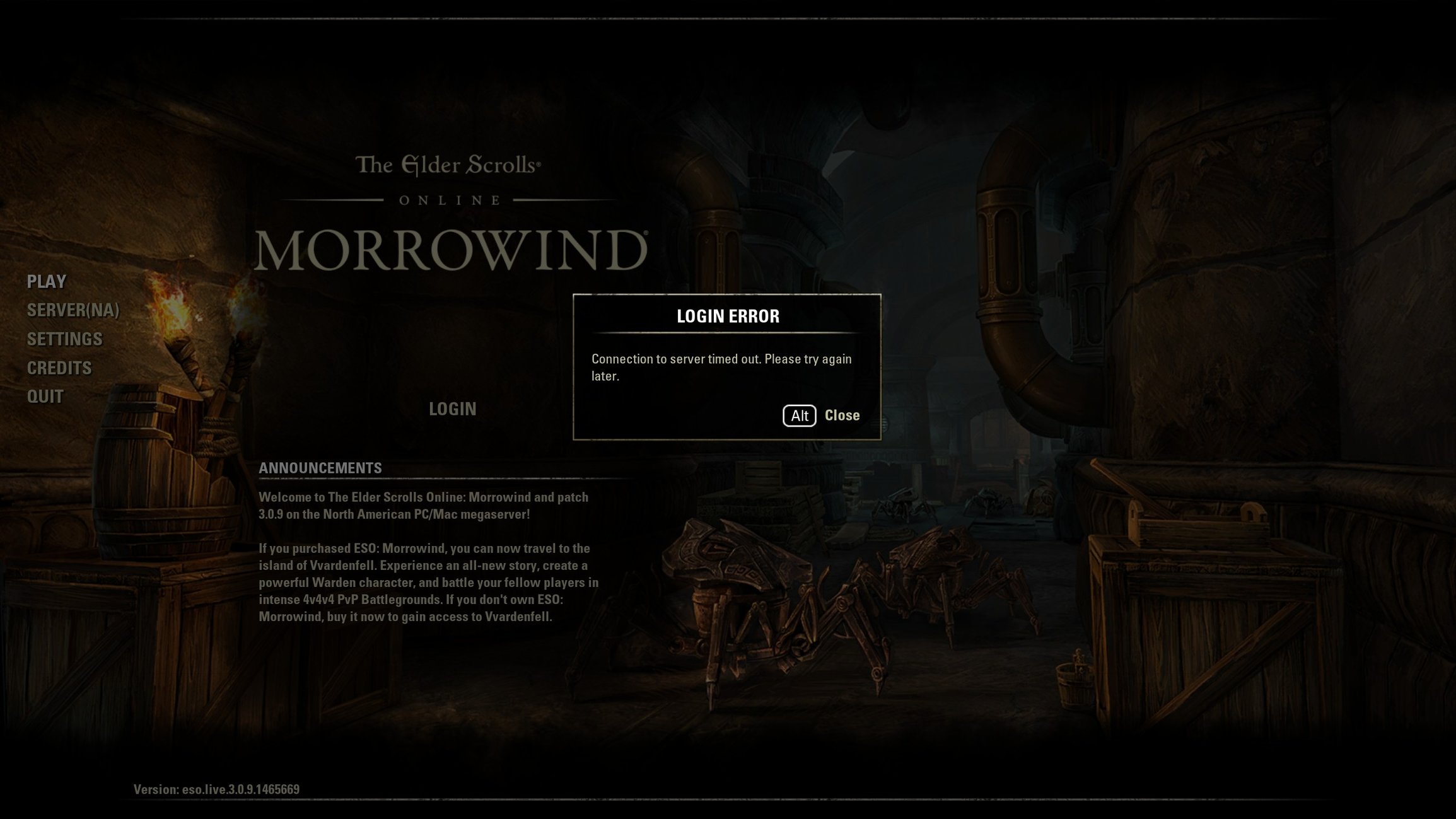 LOGIN ERROR... again.... — Elder Scrolls Online