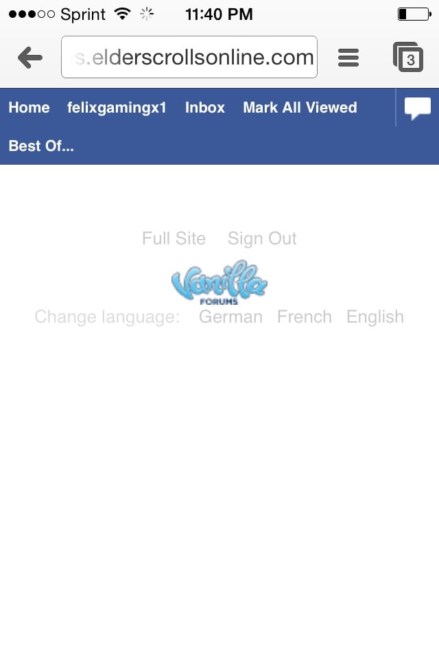 Forums mobile home page showing blank - vanilla — Elder Scrolls Online