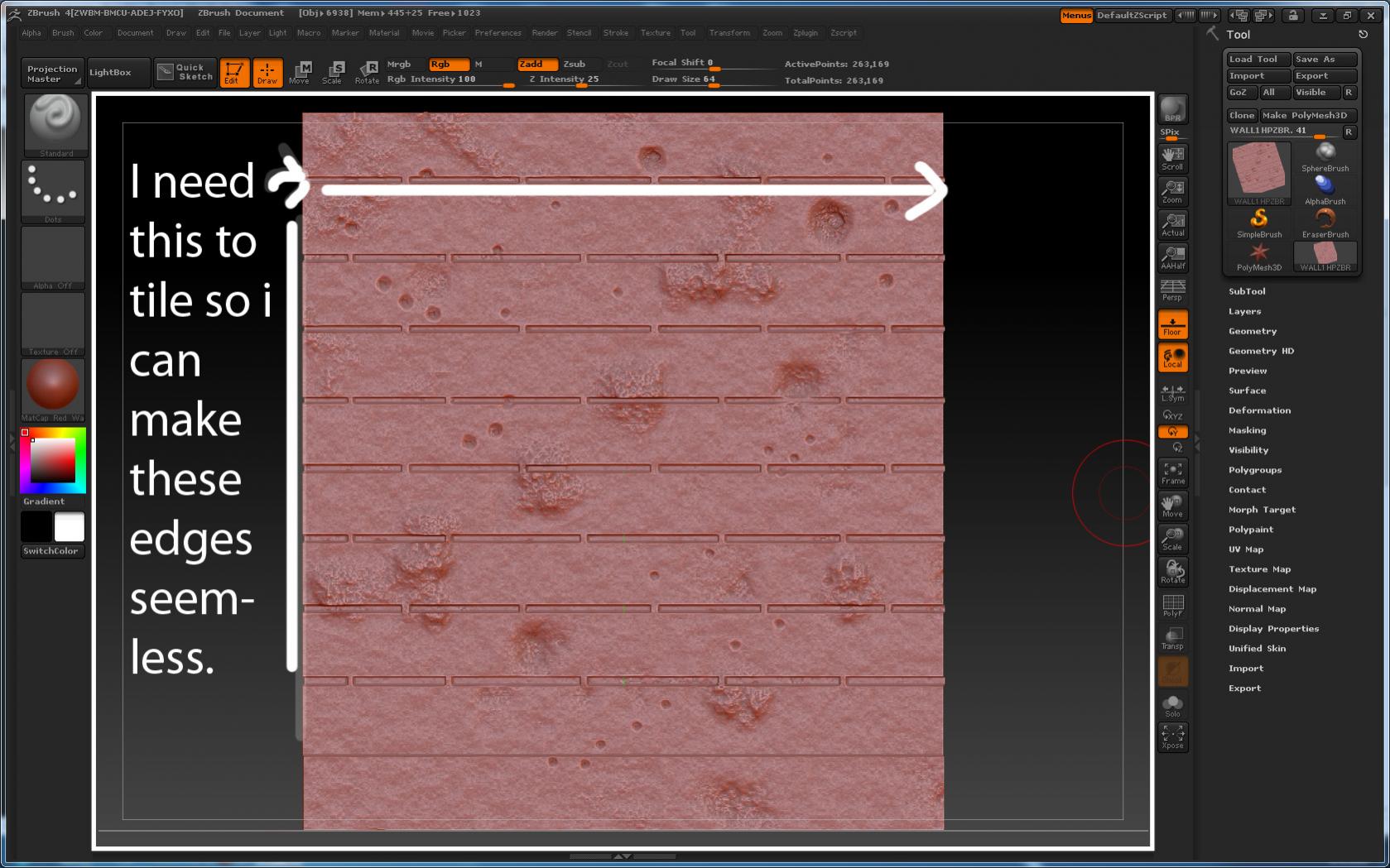 Zbrush Tileable wall question — polycount