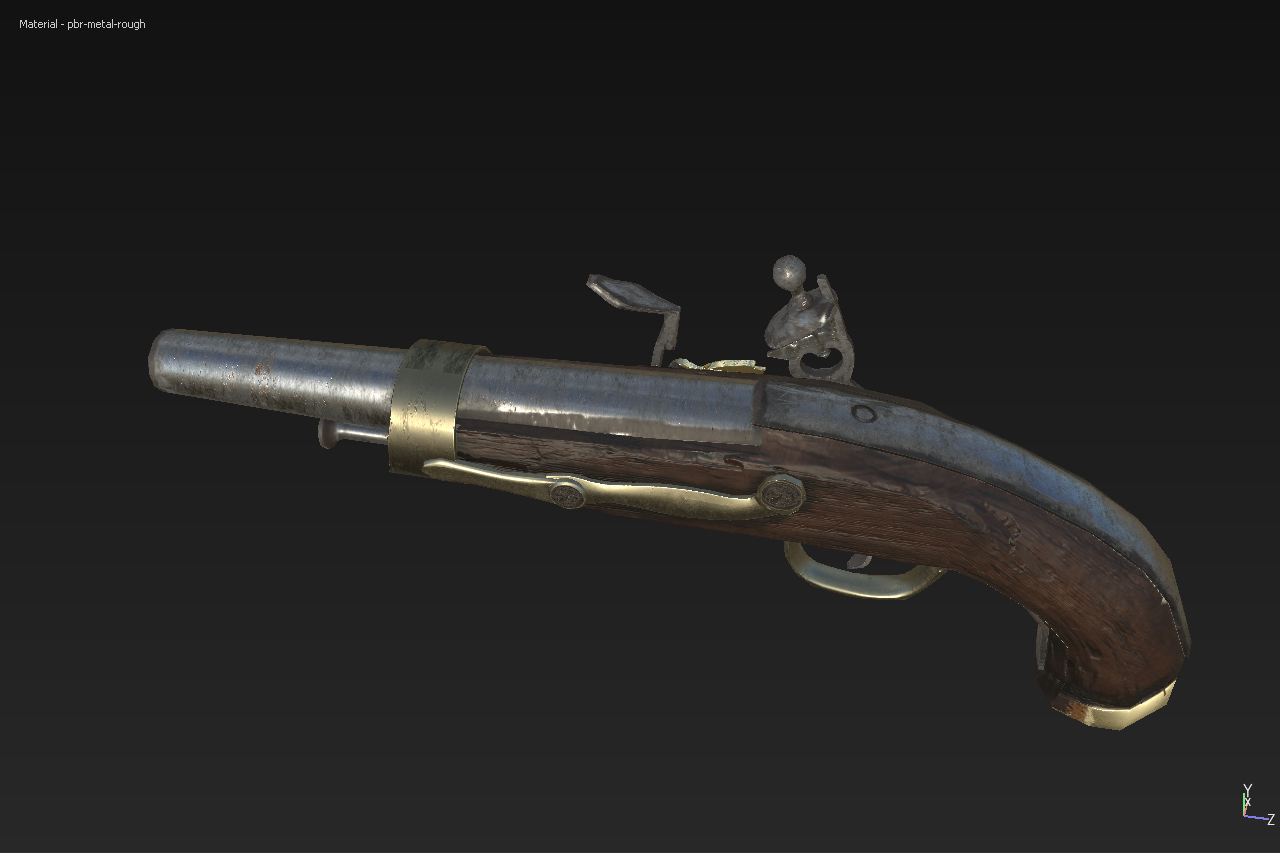 French flintlock pistol — polycount