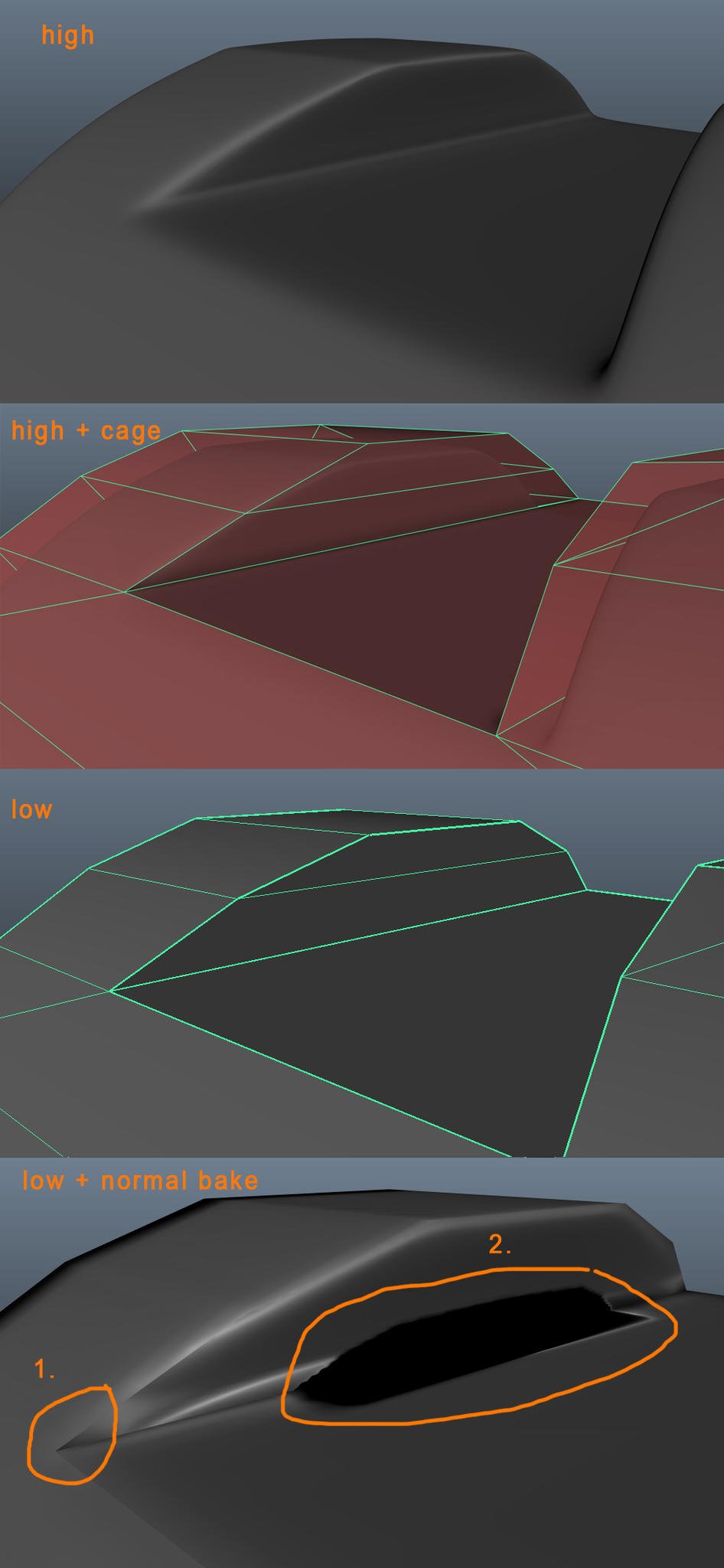 Maya Normal Map bake error — polycount
