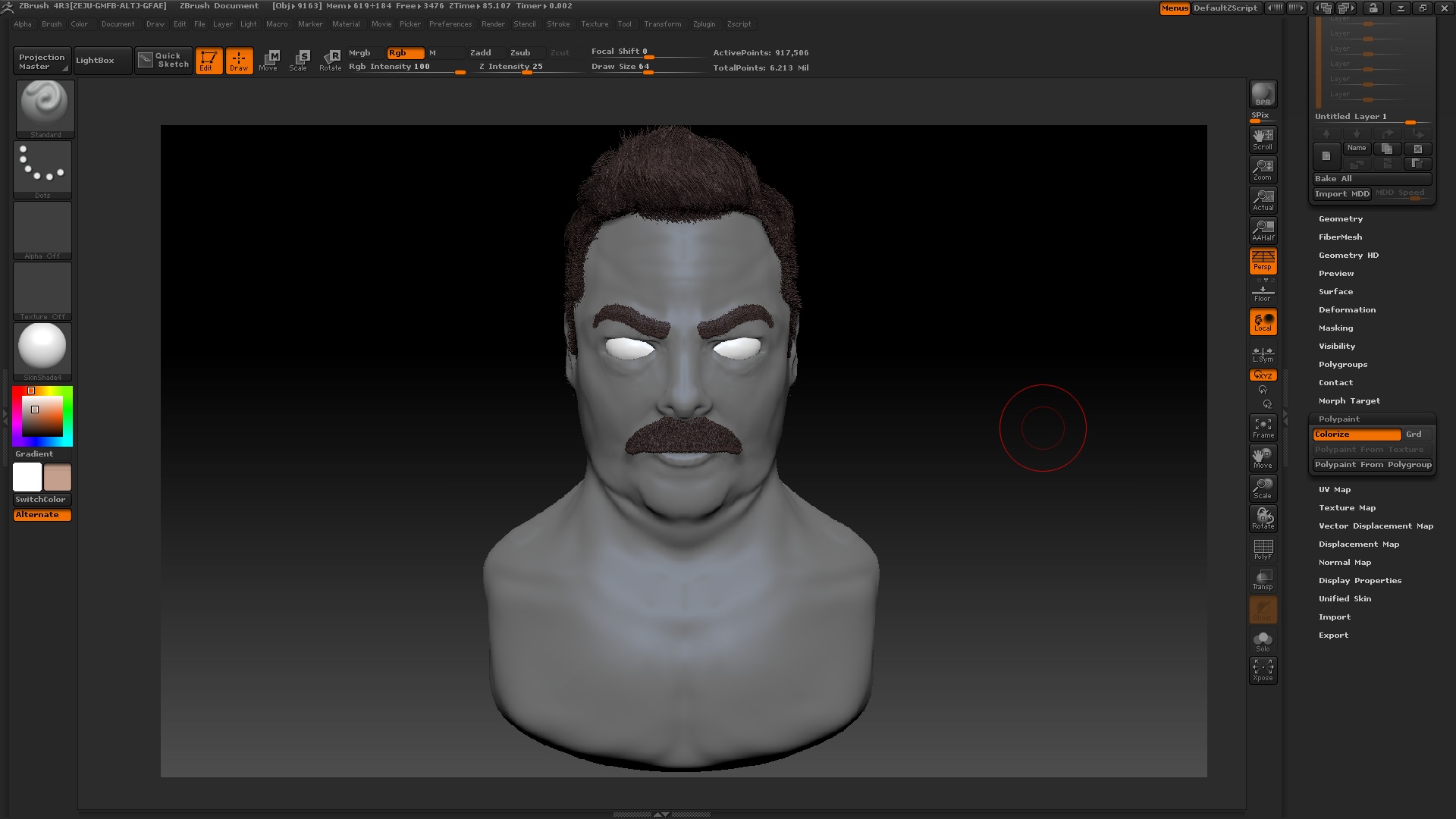 Zbrush 4 R3 Polypaint Colourize issue — polycount