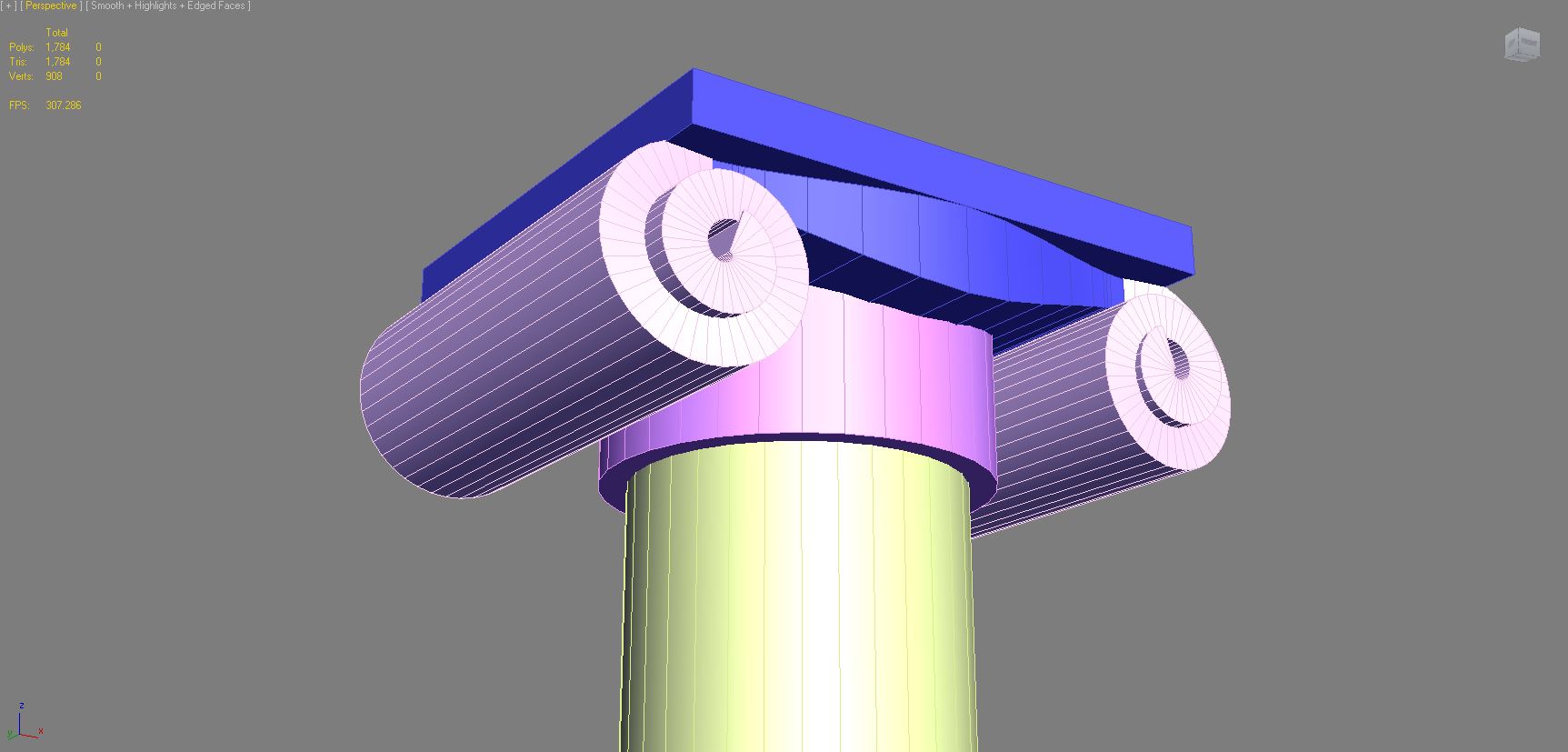 first model: simple pillar — polycount