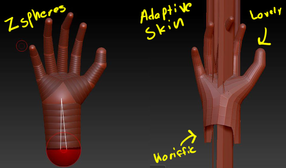 ZSpheres -----> Adaptive Skin Problems — polycount