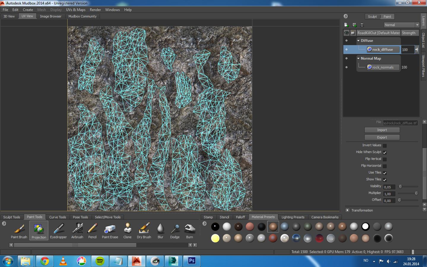 Problems with texture stretching while painting rock in Mudbox — polycount