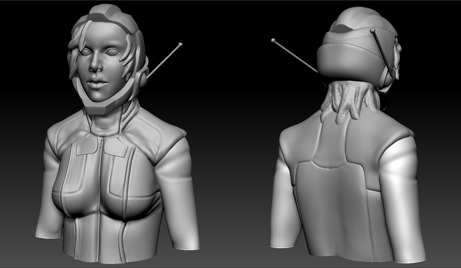 Sci-fi Female Pilot - wip — polycount