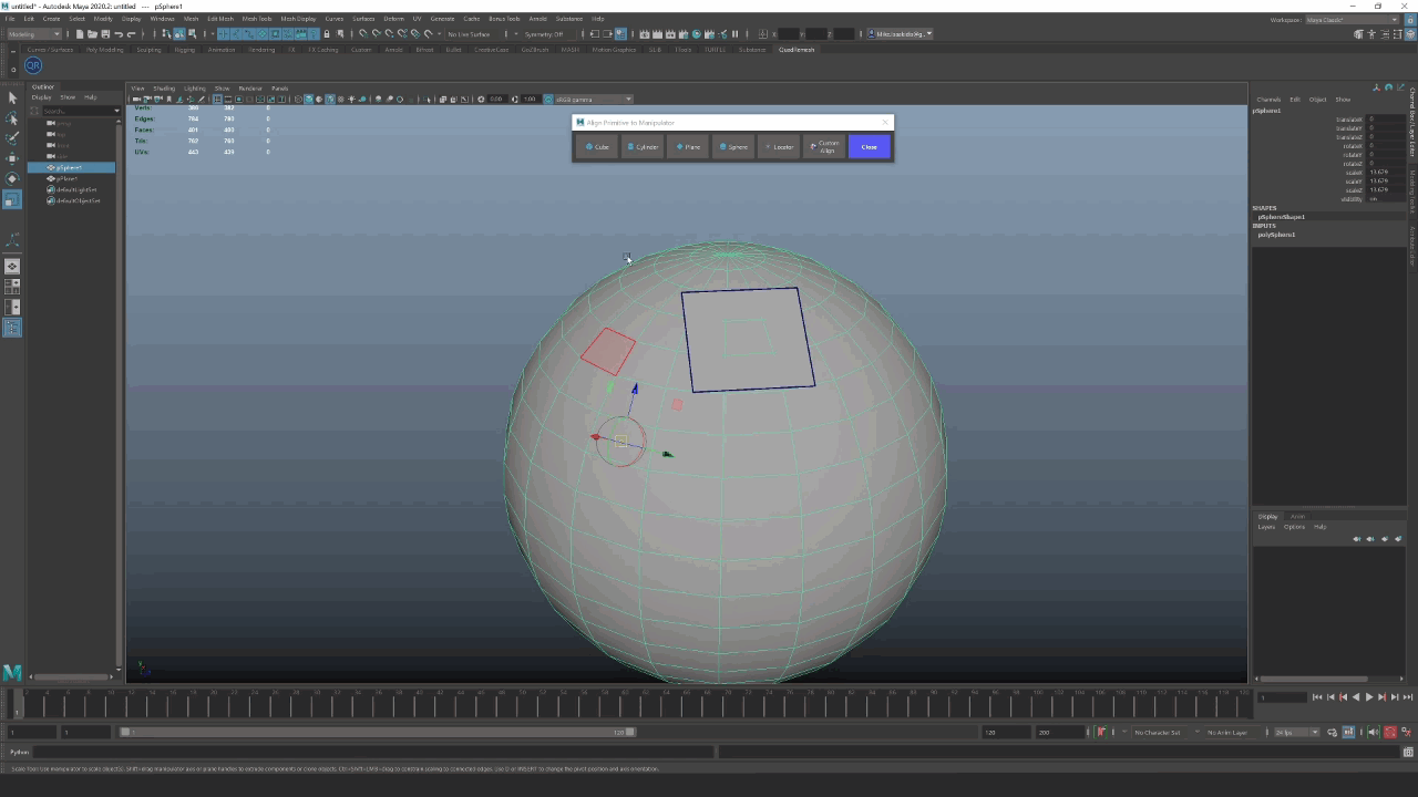 Maya Tool - Align primitive to surface — polycount