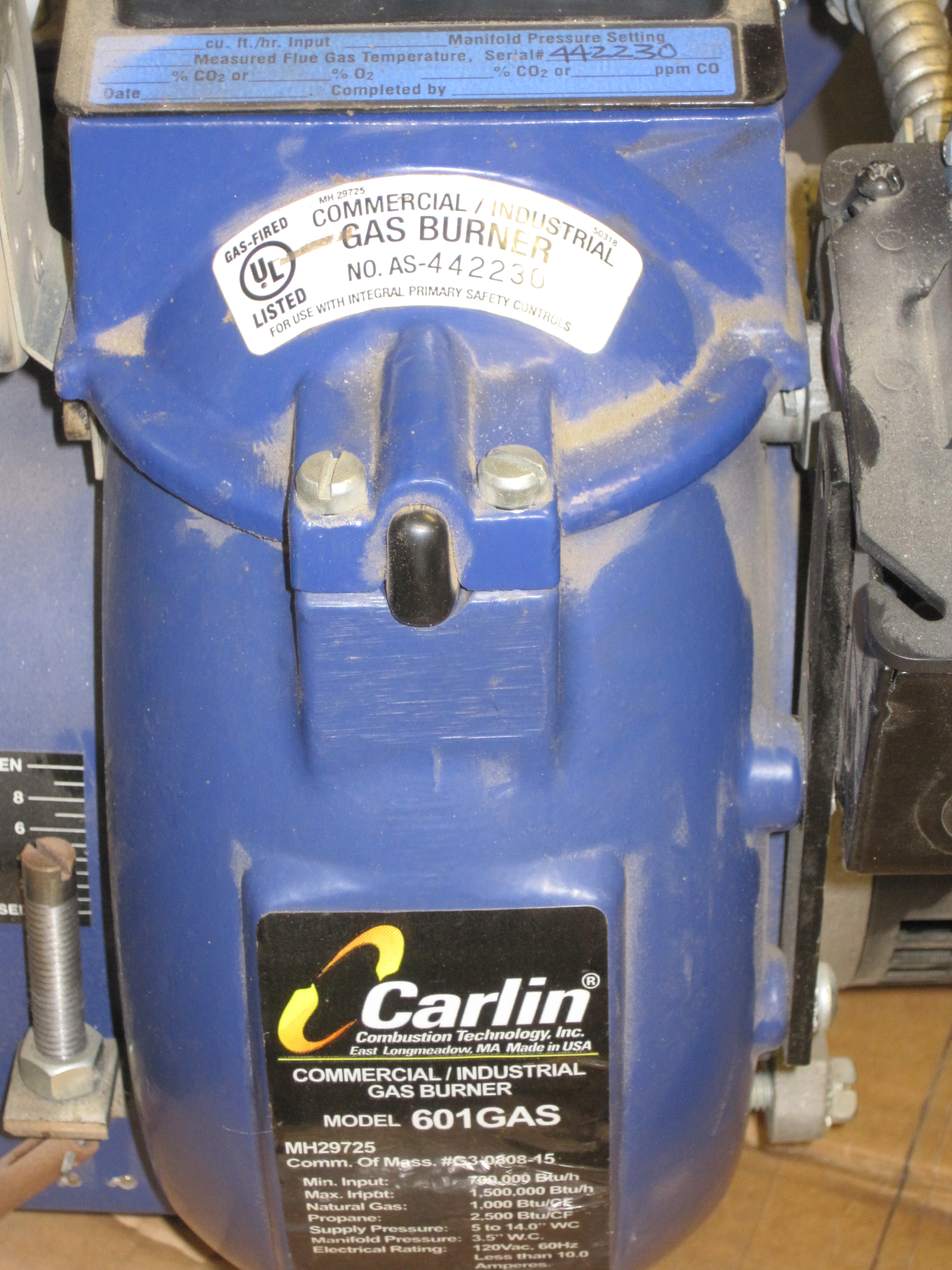 Carlin 601GAS commercial/industrial gas burner — Heating Help: The Wall