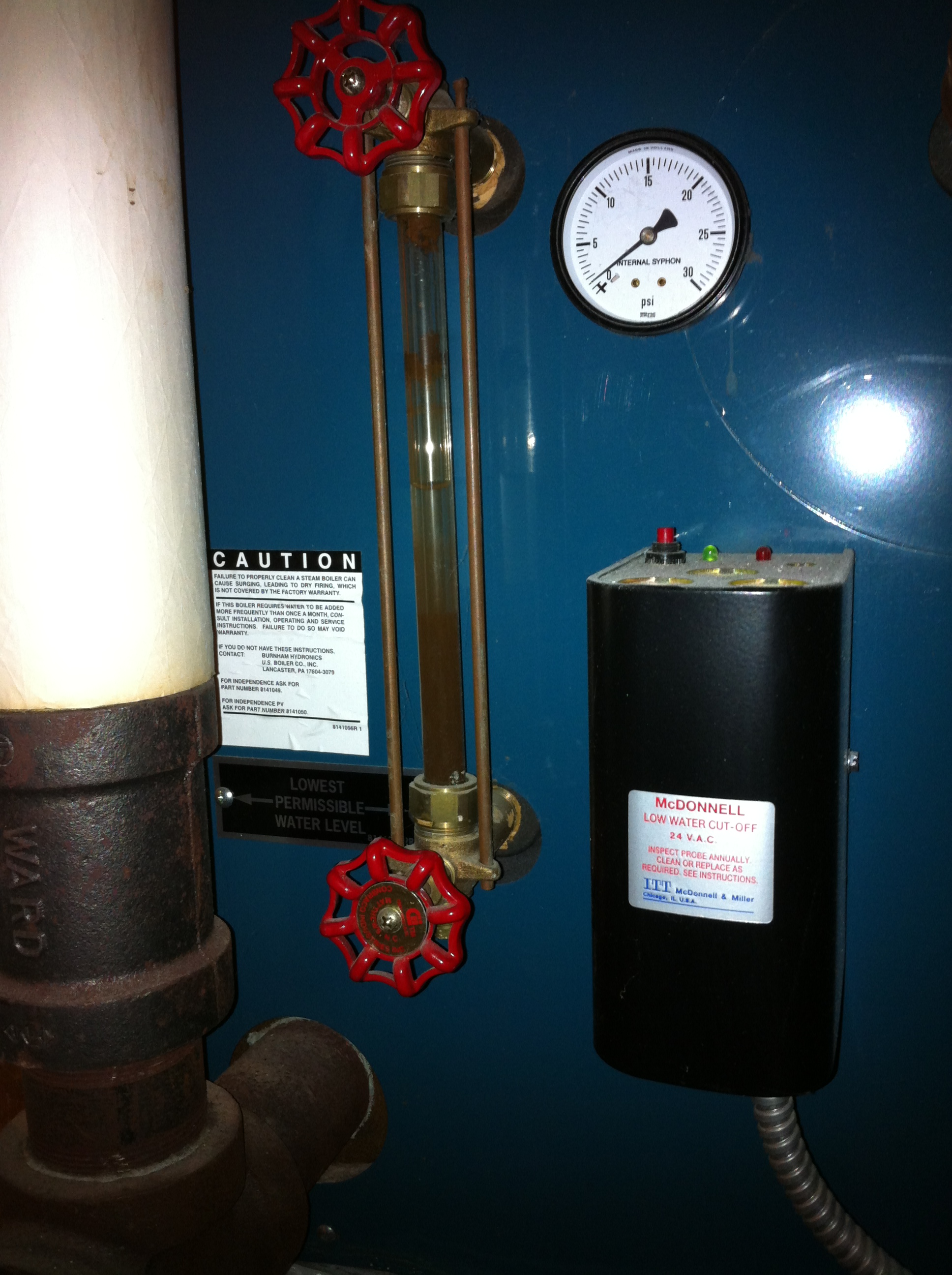 Radiator shut off valve and boiler sight glass — Heating Help: The Wall