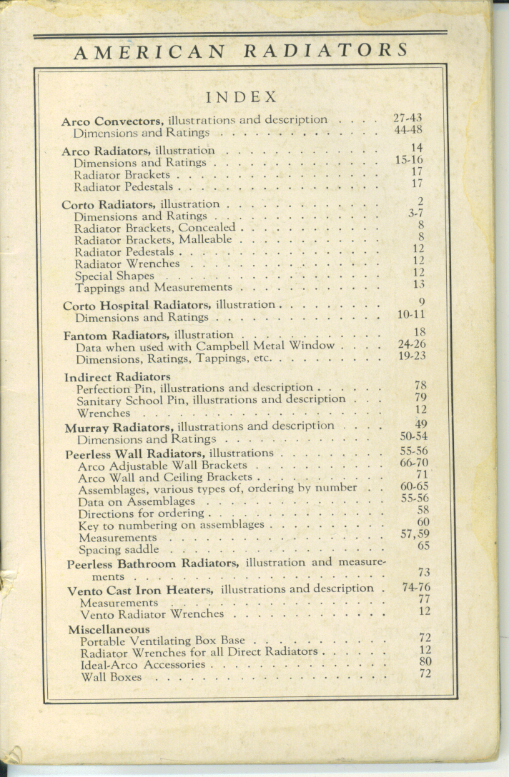 American Radiators ratings book — Heating Help: The Wall