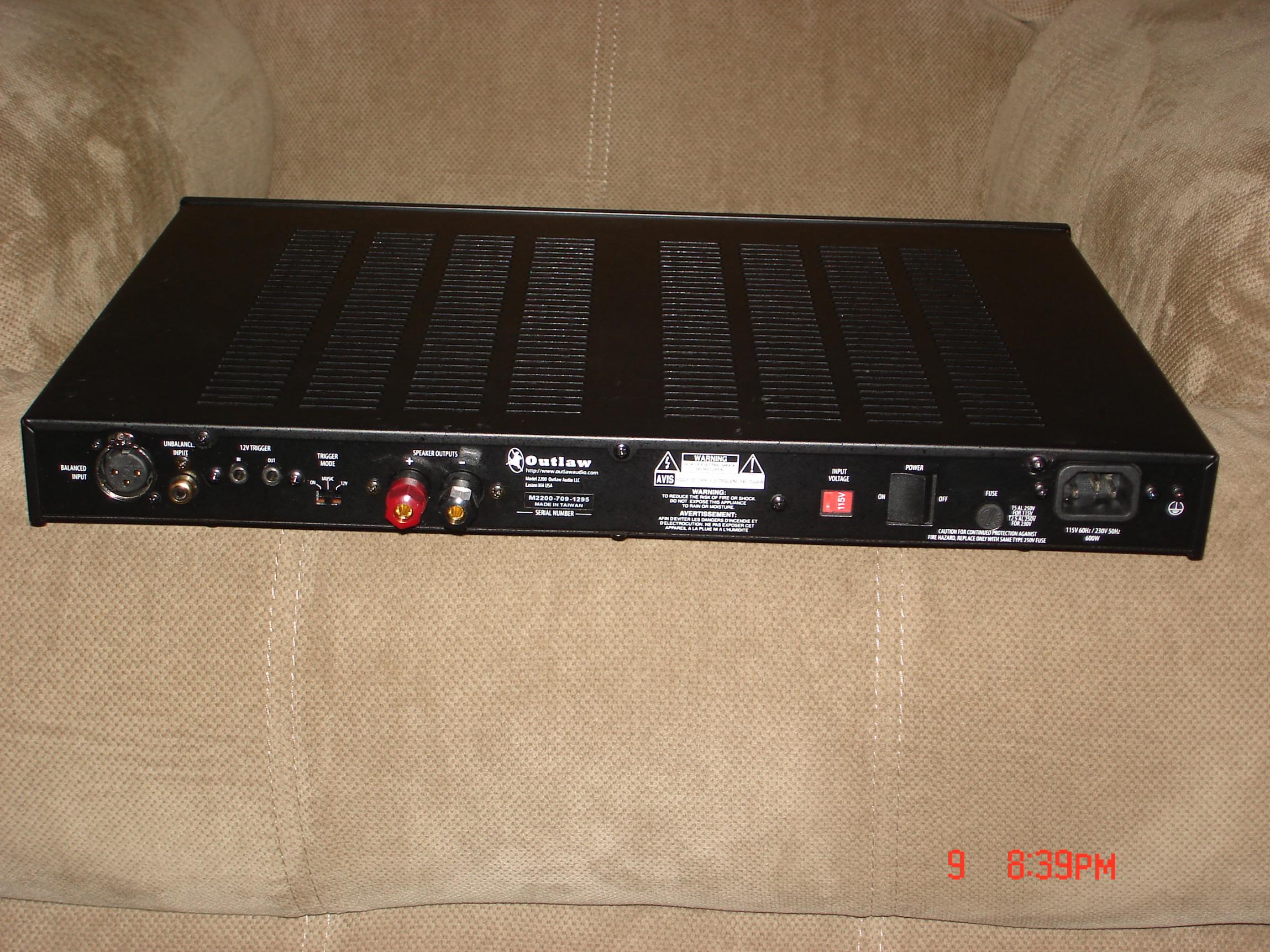 Outlaw M2200 Monoblock amp — Polk Audio Forum