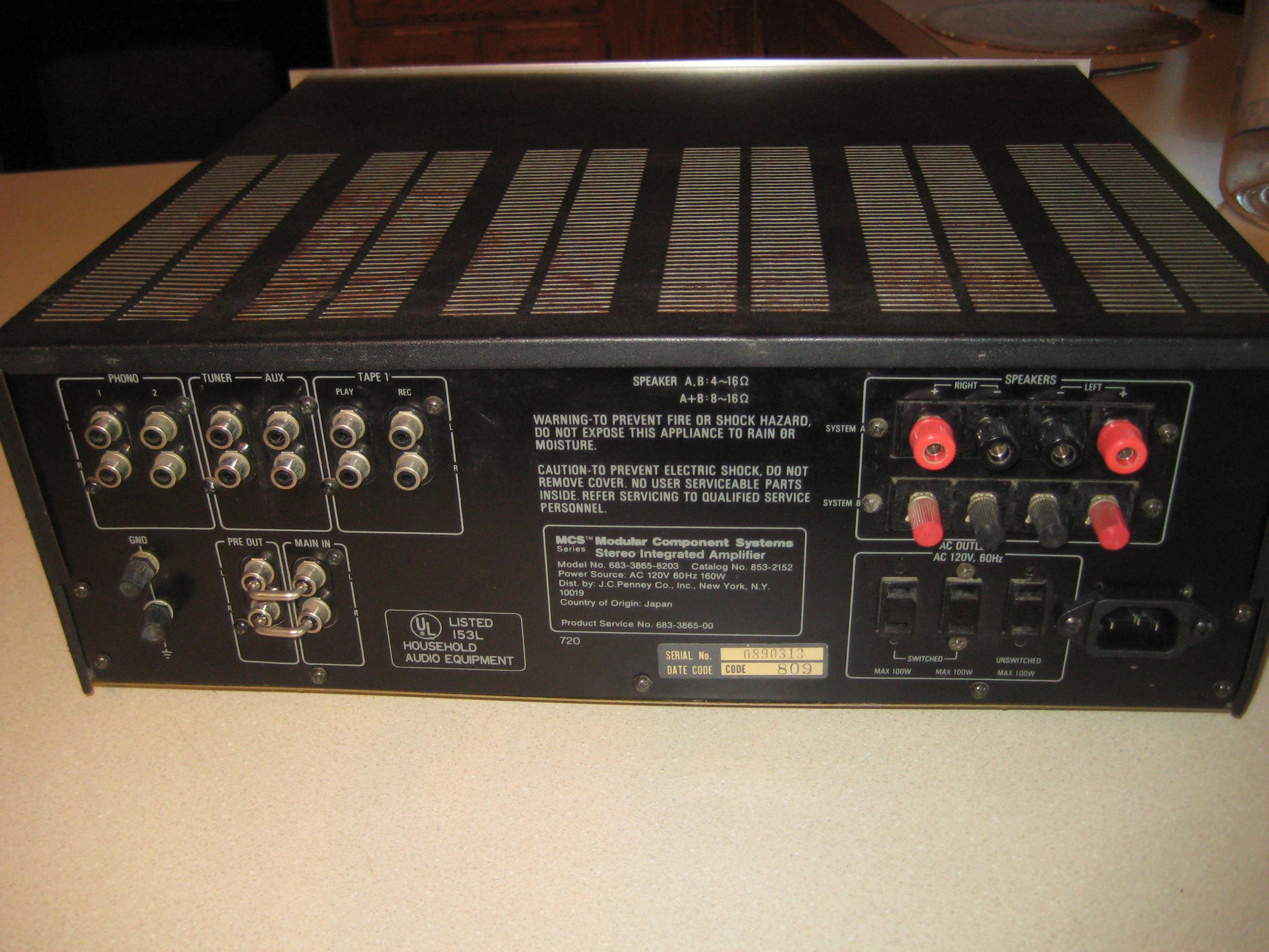 Nice MCS 3865 65w/ch/ NEC AUA 8000 integrated amp — Polk Audio Forum