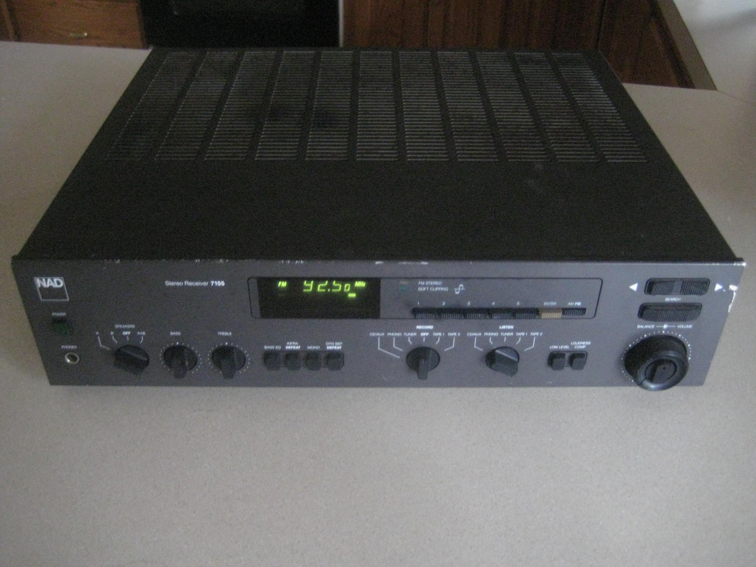 Nice NAD 7155 AM/FM stereo receiver 55w/ch high current phon MM/MC ...