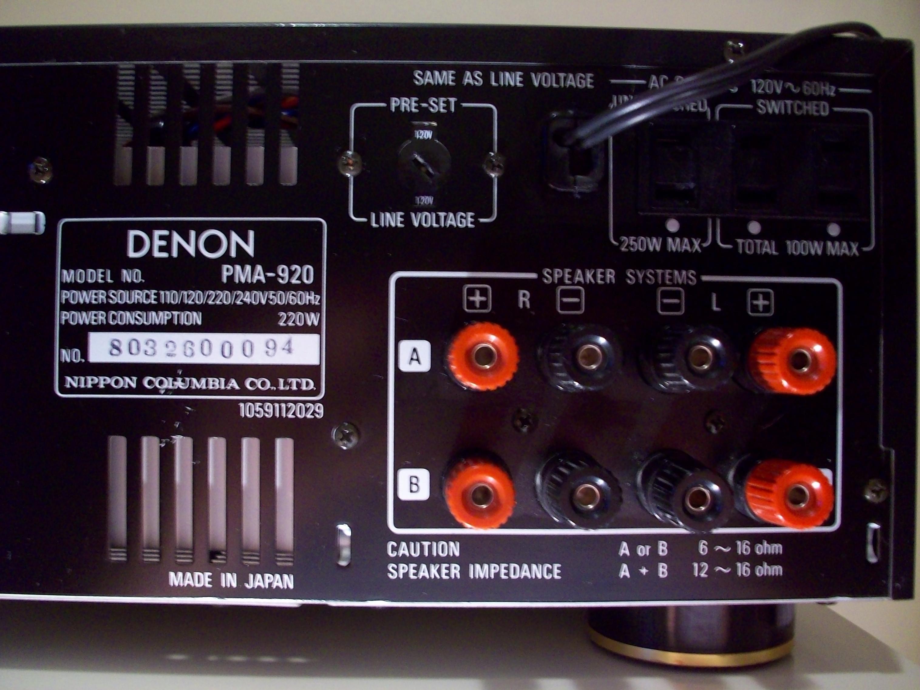 Denon PMA-920 Integrated Amp — Polk Audio Forum