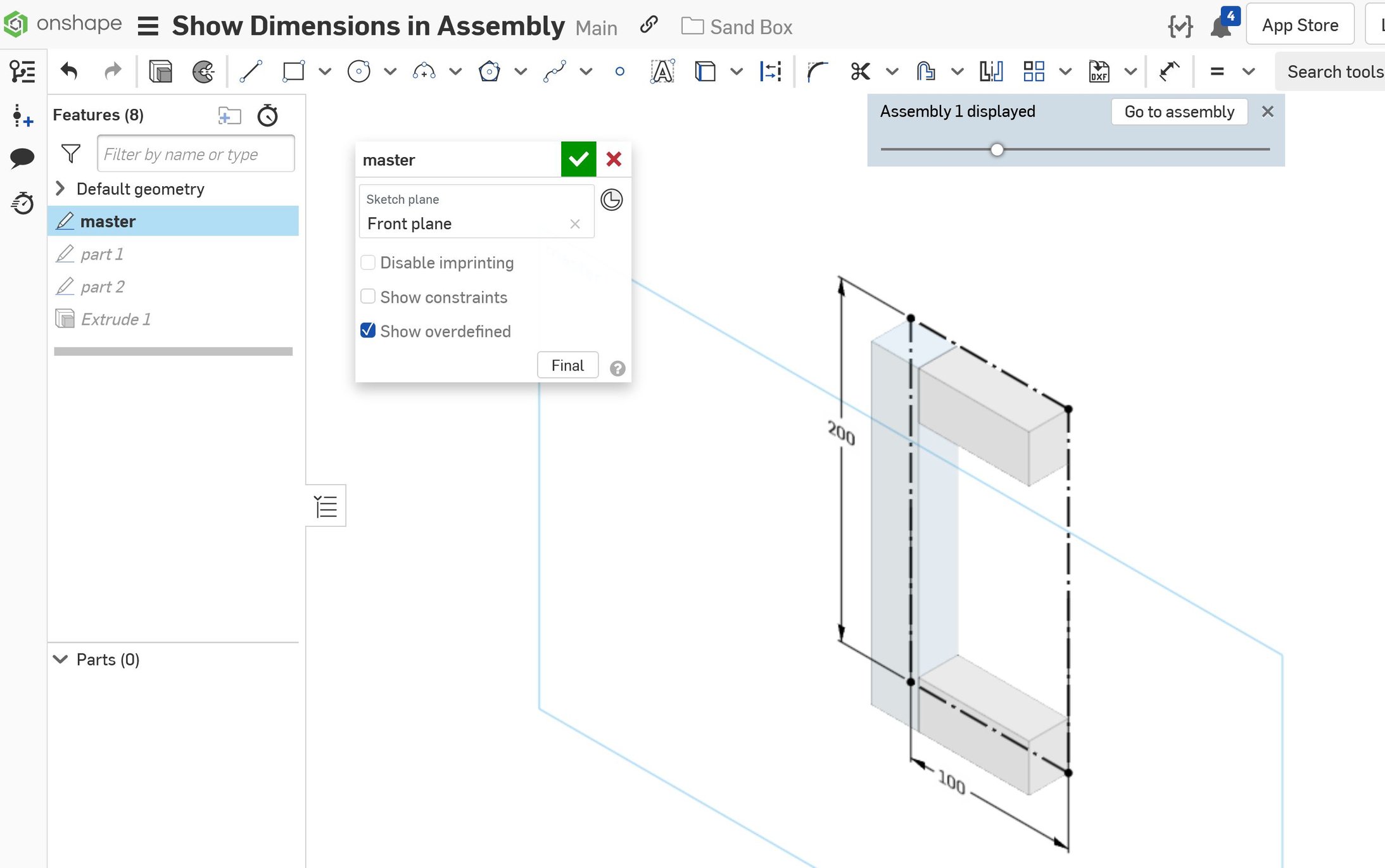 Show Dimensions In Assembly Onshape