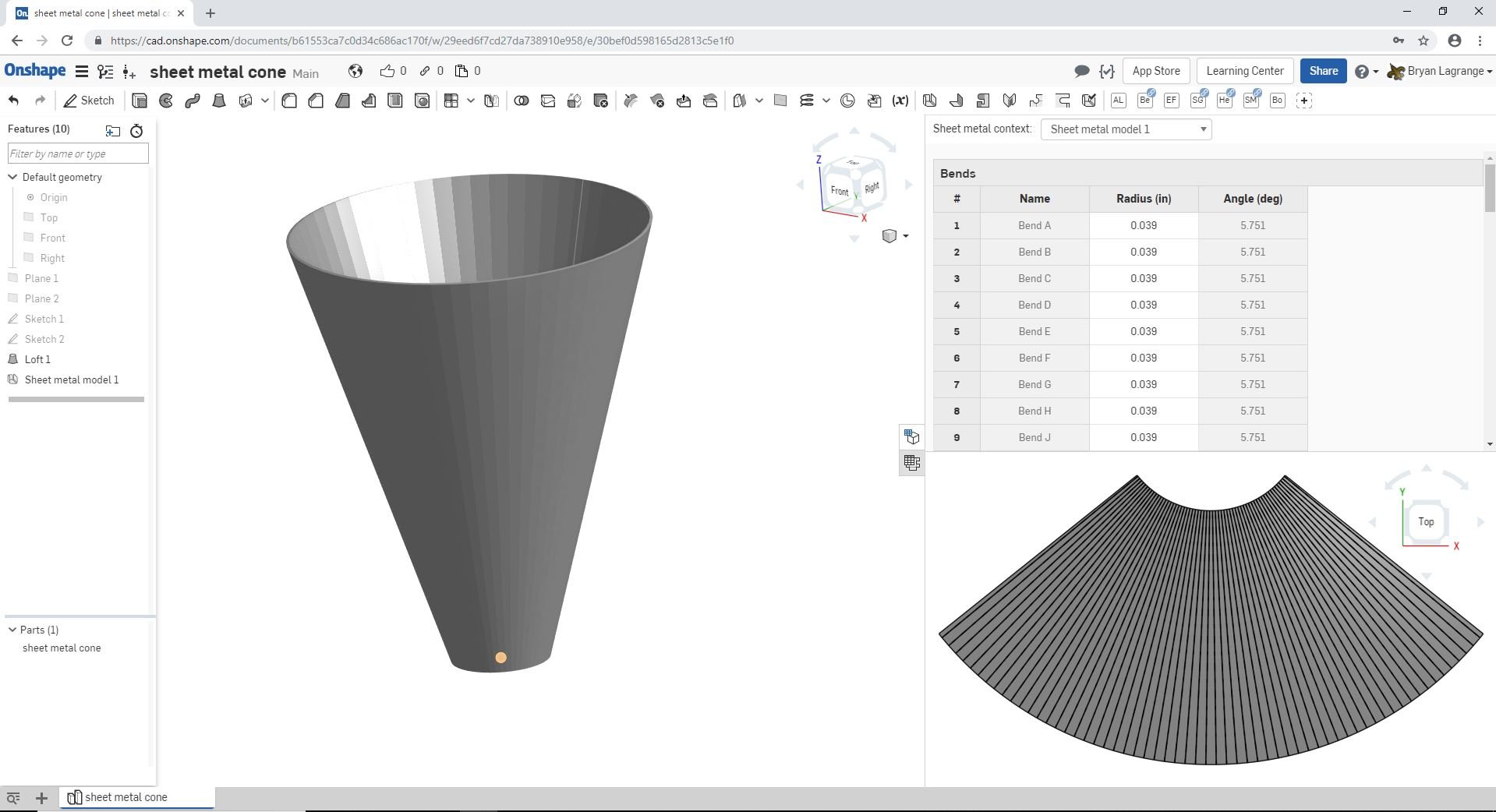 Sheet Metal Cone Onshape