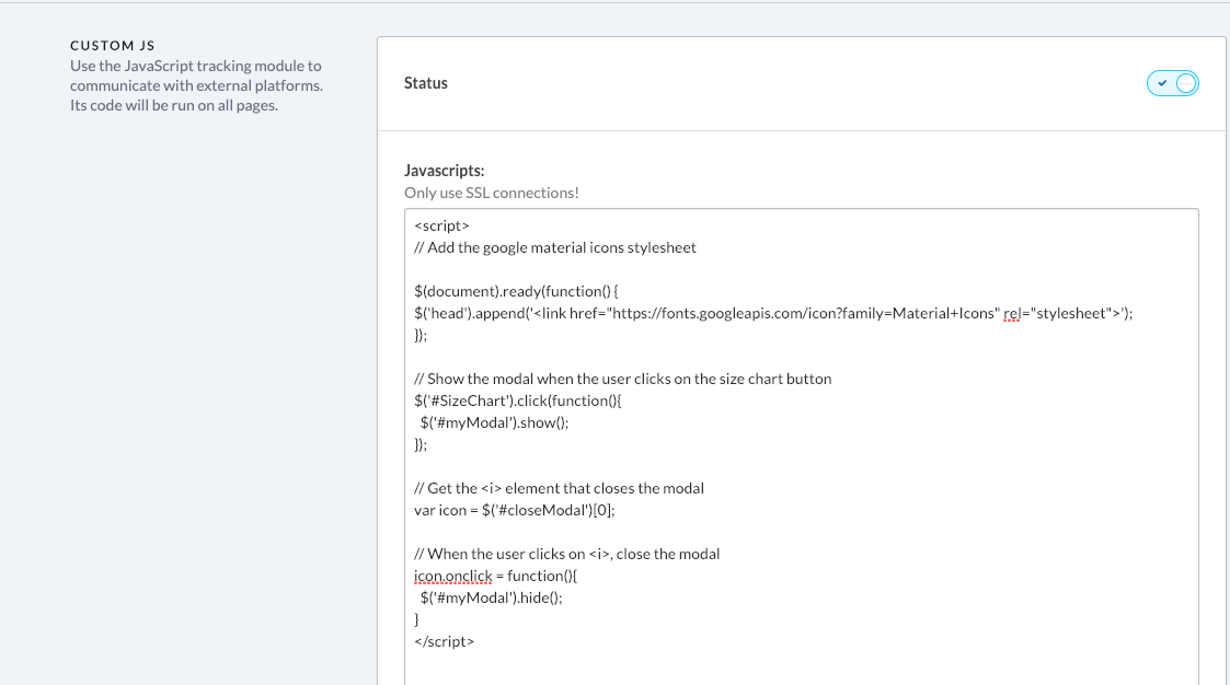 How to create a Modal Popup Sizing Chart (or popup iframe/youtube video ...
