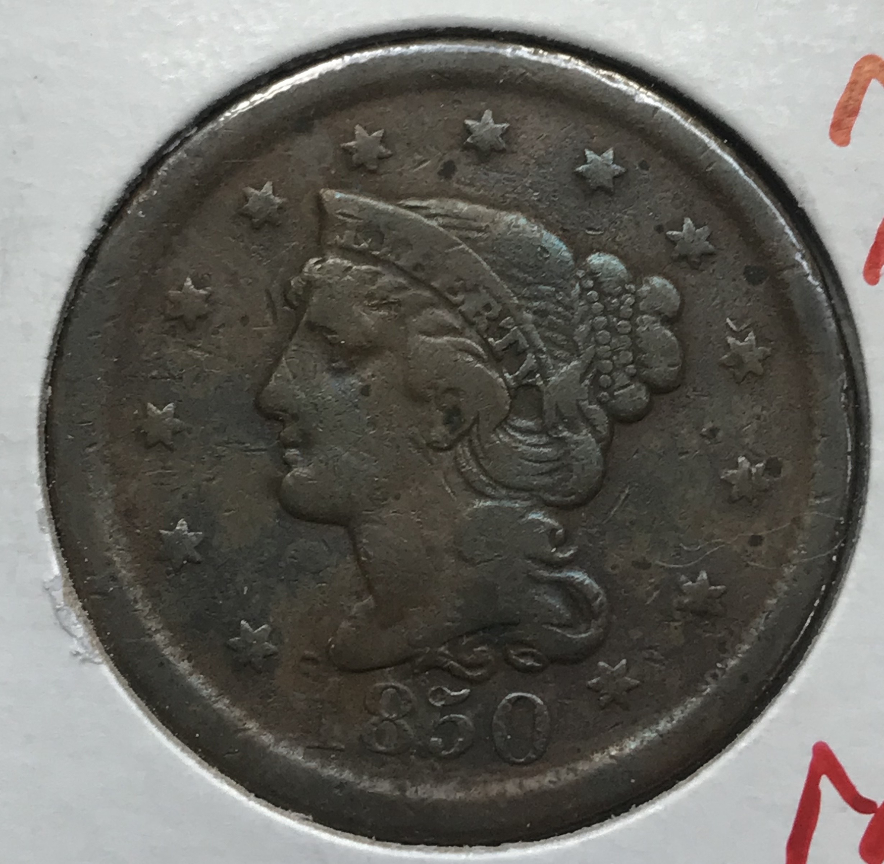 1850 Braided Hair Large Cent Variety Check — Collectors Universe