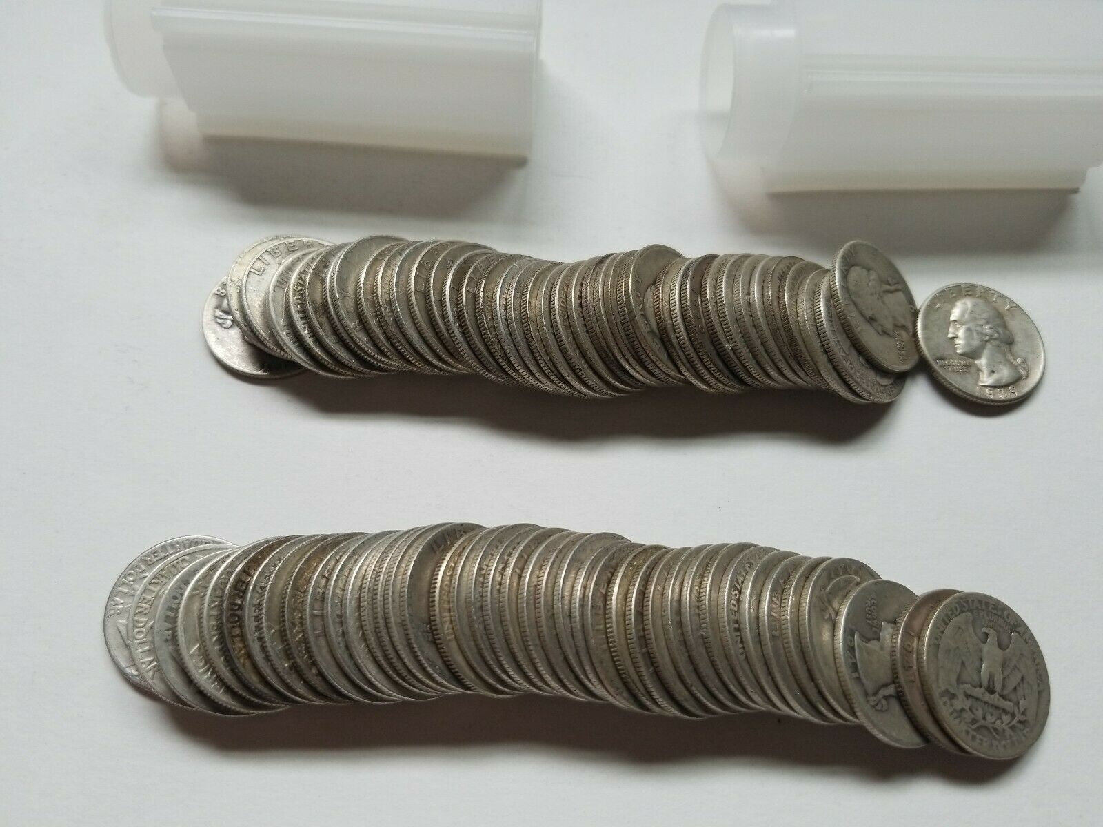 (2) Rolls 90% Silver Washington Quarters (80 Coins)- (SOLD ...