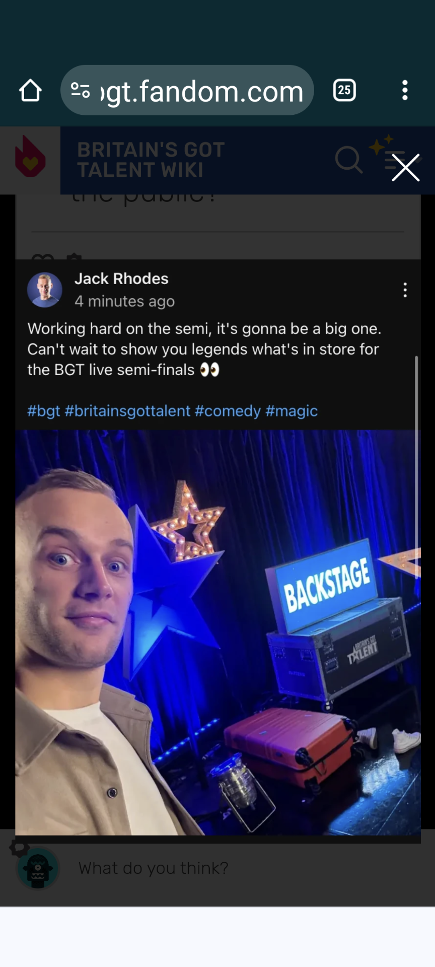 Jack Rhodes Confirmed In The Semi Finals — Digital Spy