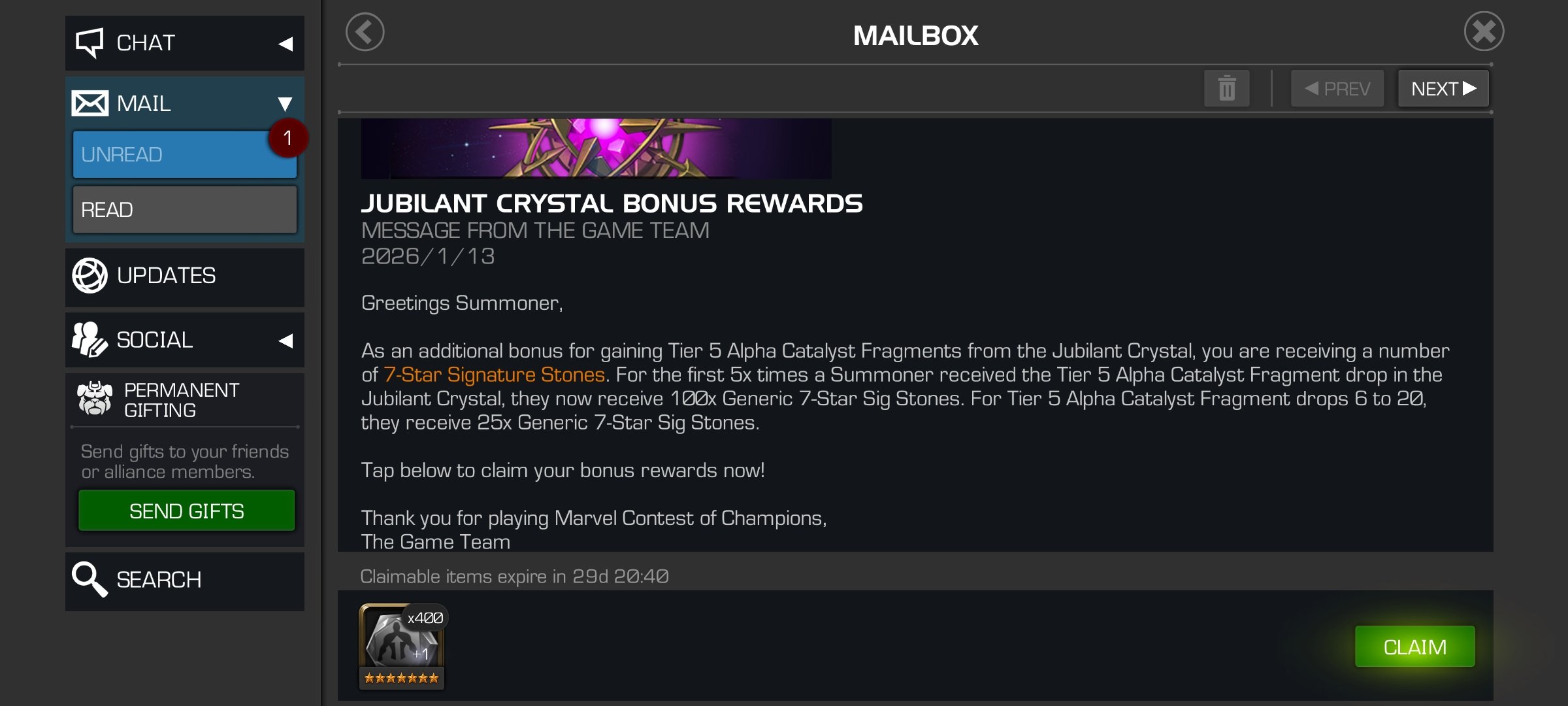 7* Sig from t5a Banquet - Marvel Contest of Champions