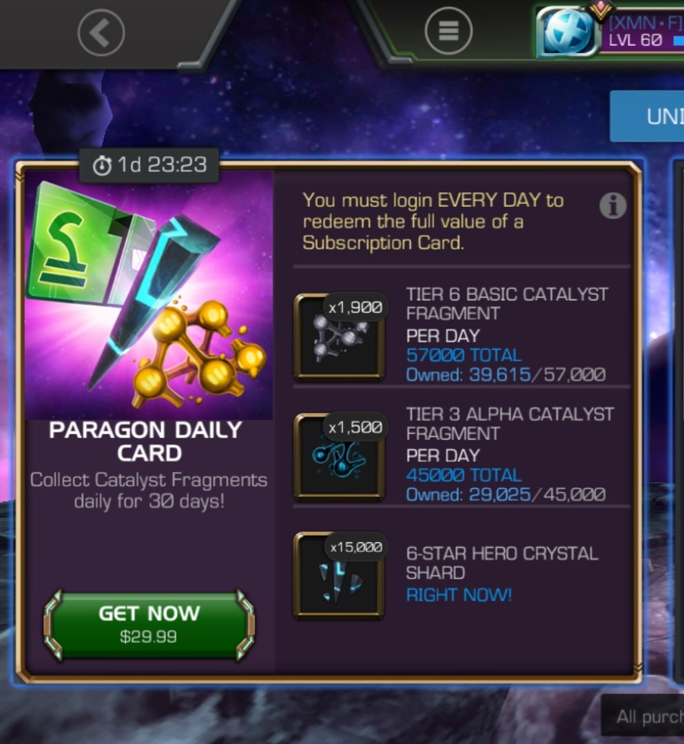  Something Is Missing In The Paragon Daily Card Offer Marvel Contest
