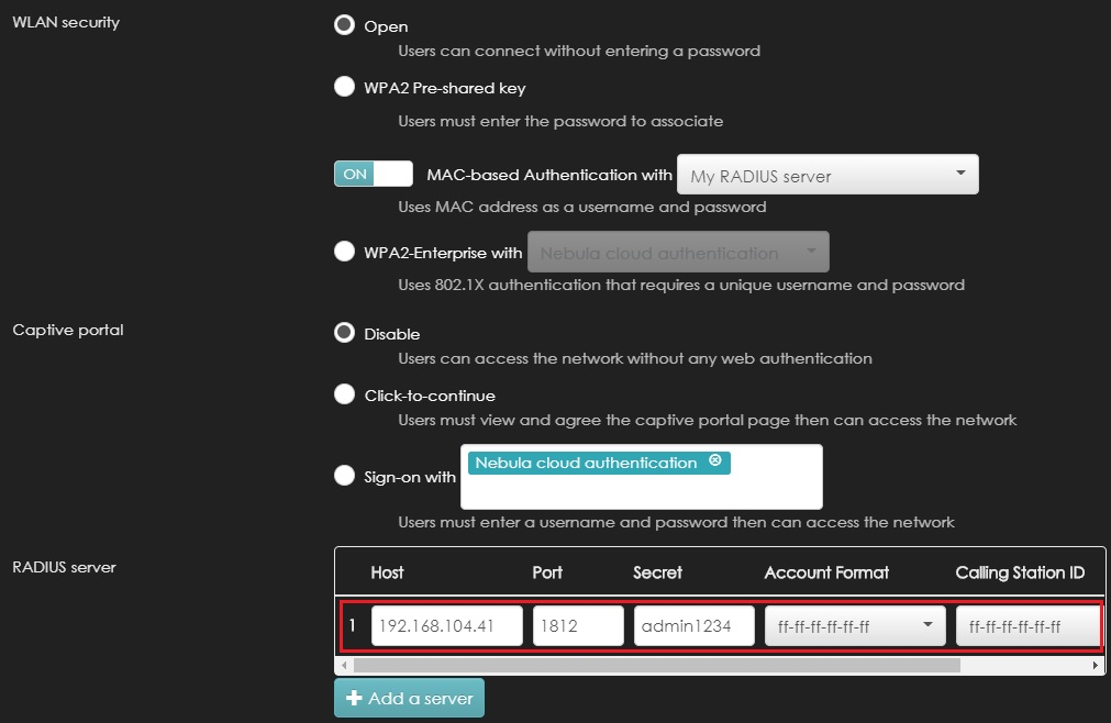 [NEBULA] How to configure MAC-based Authentication for Wireless Network ...