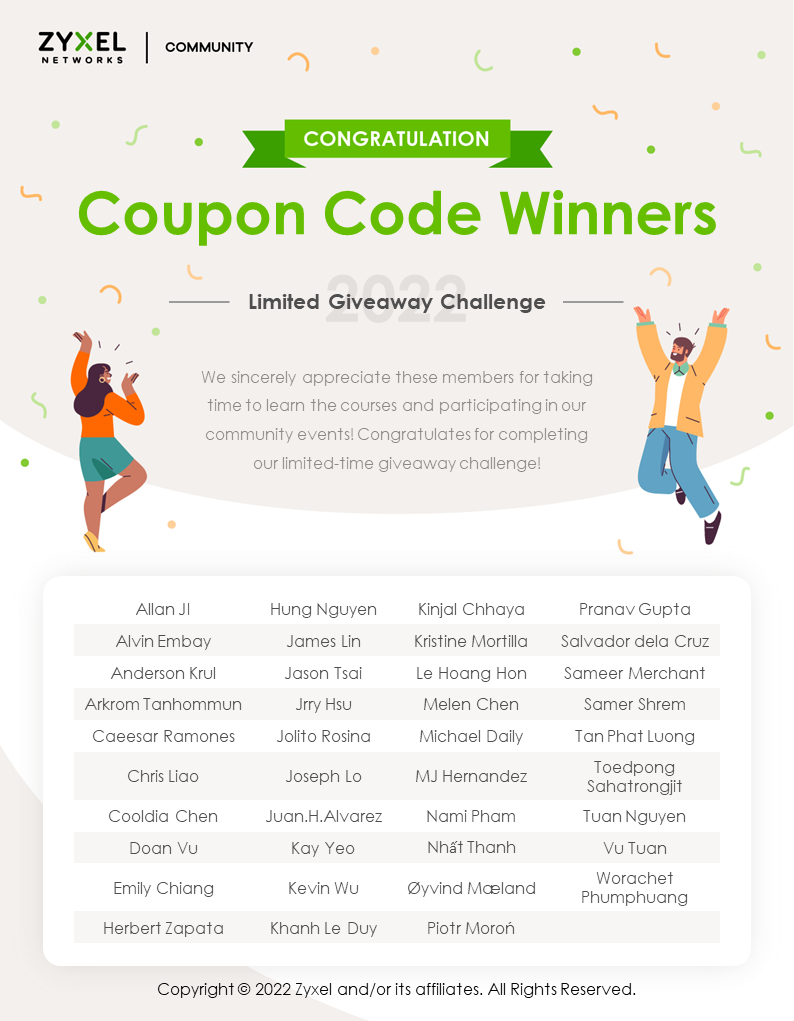 Coupon Giveaway Winner Announcement Zyxel Community Coupon Giveaway Winner Announcement Zyxel Community