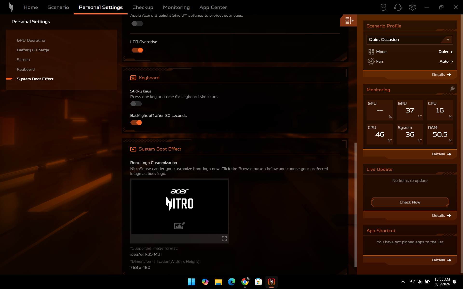 Why My NITROV16-17 has only amber or orangish i guess rgb ? - Acer ...