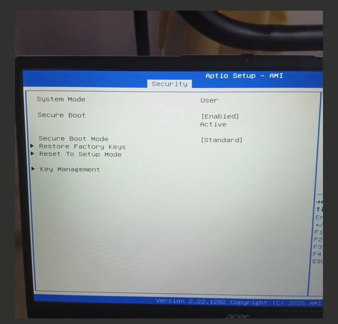 Acer AspireLite 15 AL15-42P,Secure Boot greyed out even after setting a ...
