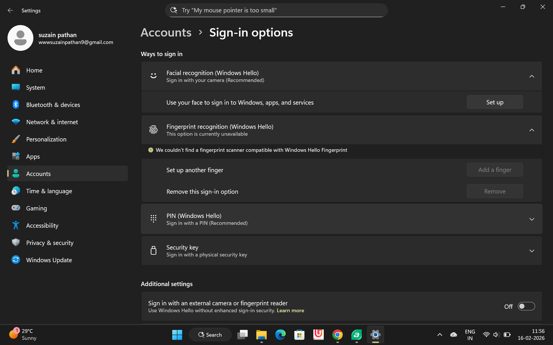 Swift SFG14-01 - Fingerprint recognition not compatible with windows ...