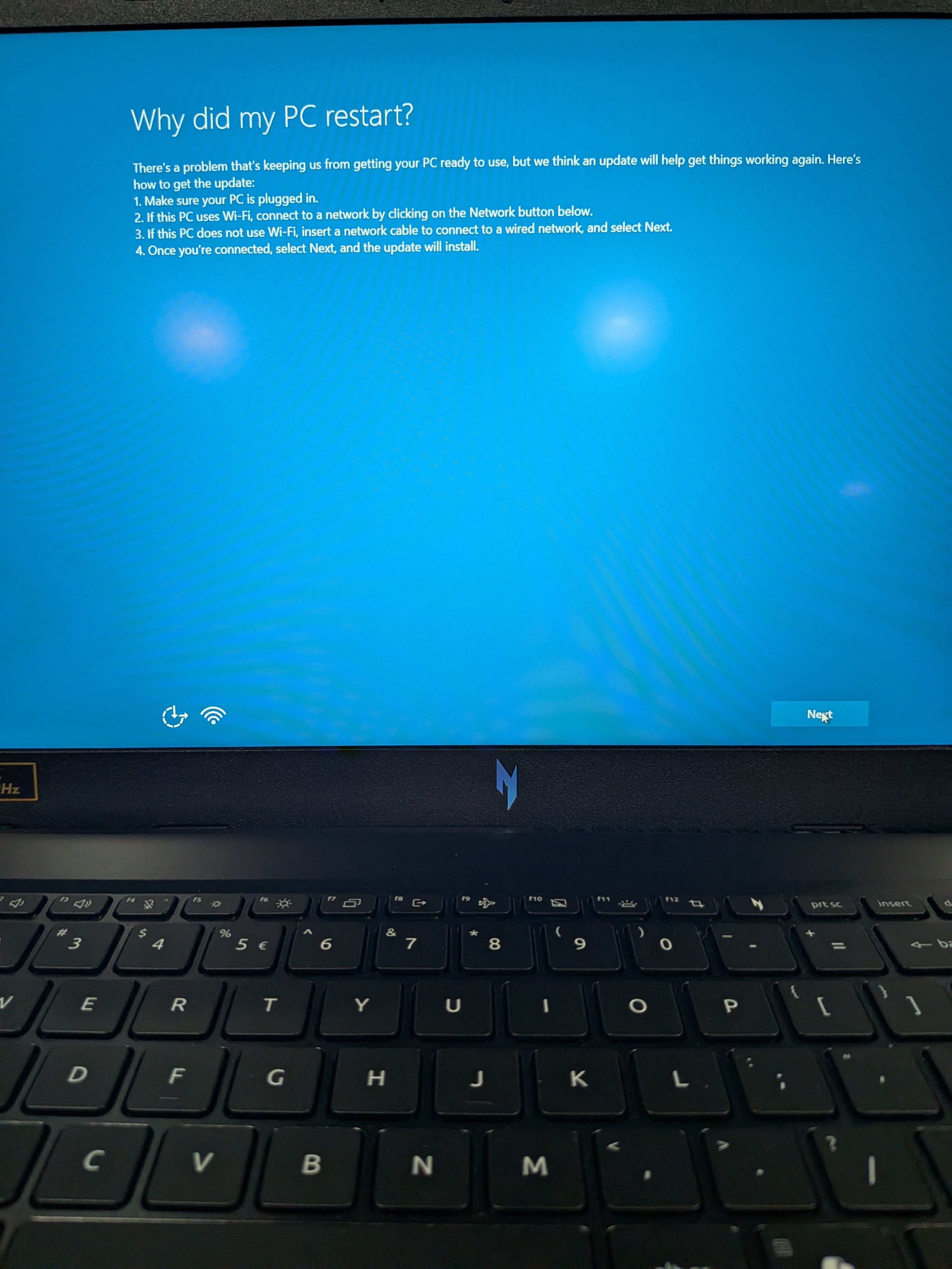Acer Nitro v15 blue screen, says "why did my pc restart? How do I fix ...