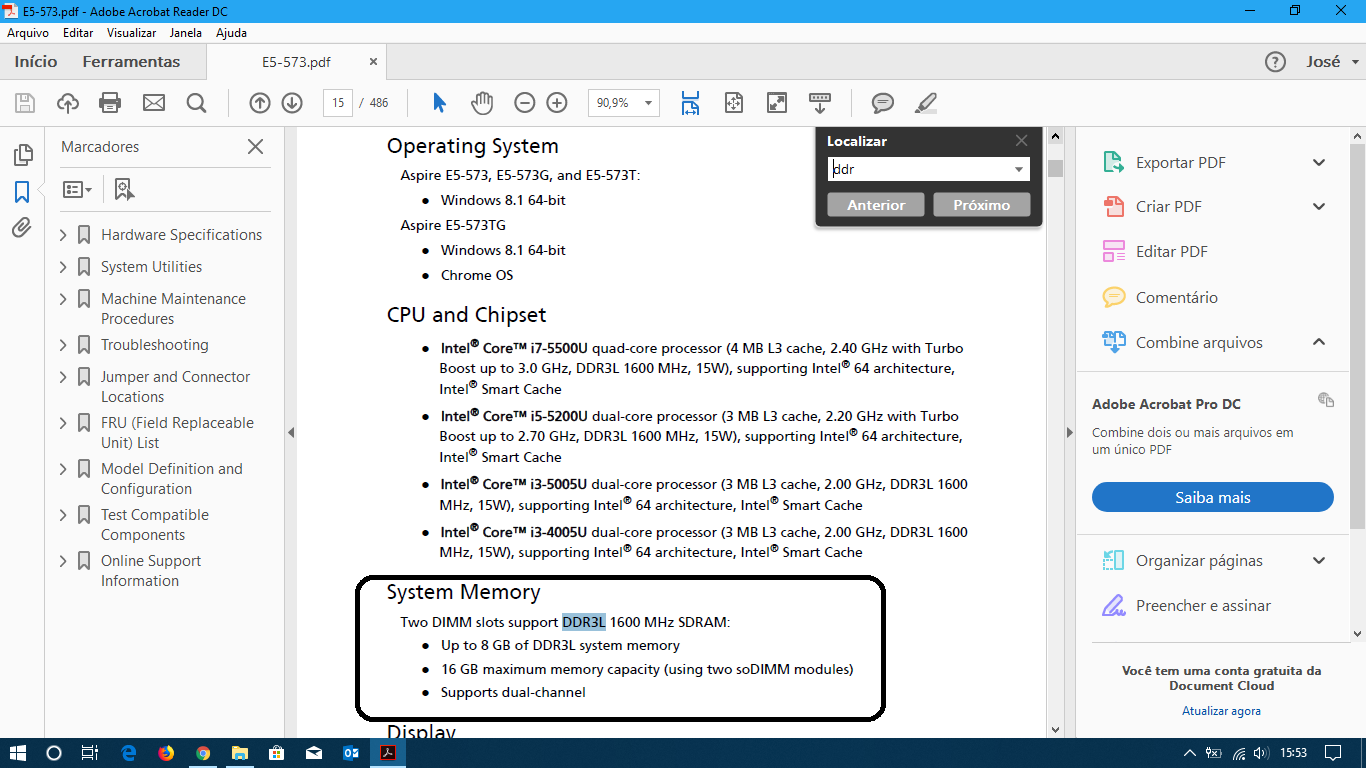 for the Aspire E5-573G can it take 1866 or 2133mhz ddr3 204pin ram and ...