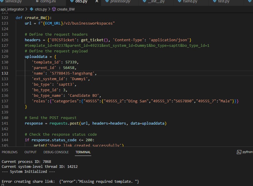 Need help with REST API for BusinessWorkspace Creation in CS22.3 - OpenText - Forums