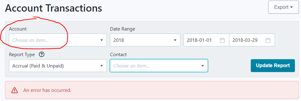 Unable To Select Accounts In REPORT ACCOUNTS TRANSACTION Wave Community