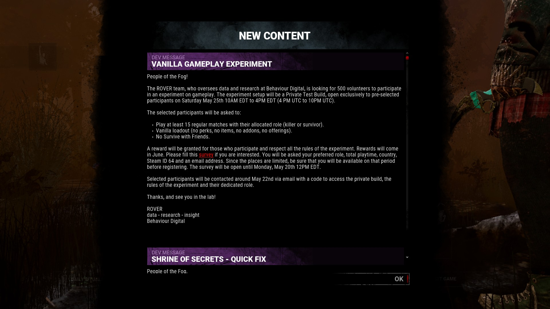 What ever happened to the Vanilla test? — BHVR