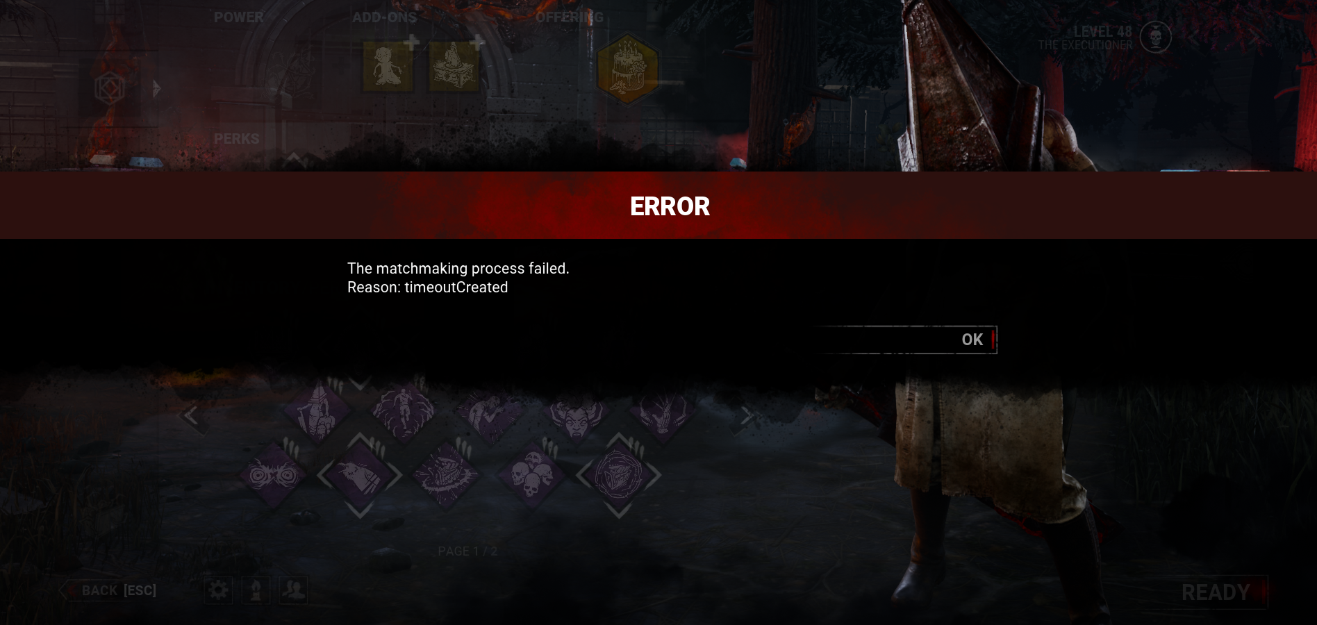 PC - Error: Matchmaking Process Failed, Reason: TimeoutCreated — BHVR