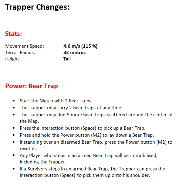 My personal Trapper Changes — BHVR