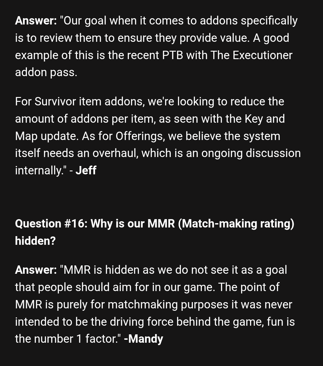 Ranks should have meaning and incentives for skill would be nice. — BHVR
